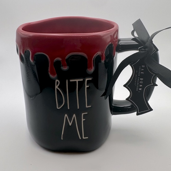 Rae Dunn | Dining | Rae Dunn Black And Red Drip Bite Me Mug Nwt | Poshmark